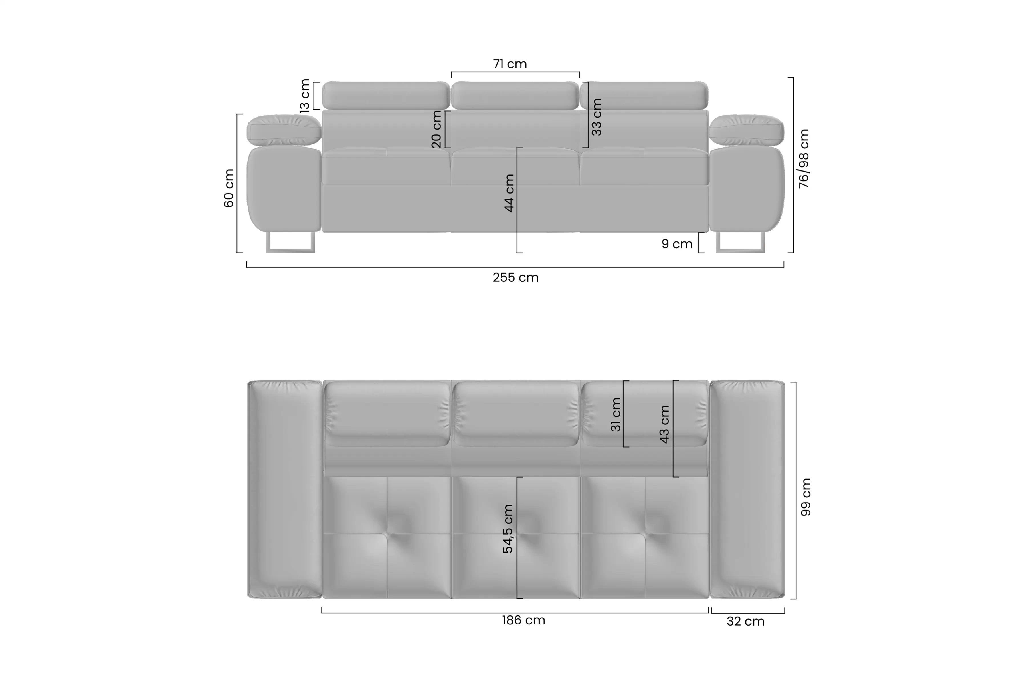 Sofa Annabelle z funkcją spania - nogi czarne | Meble Bogart