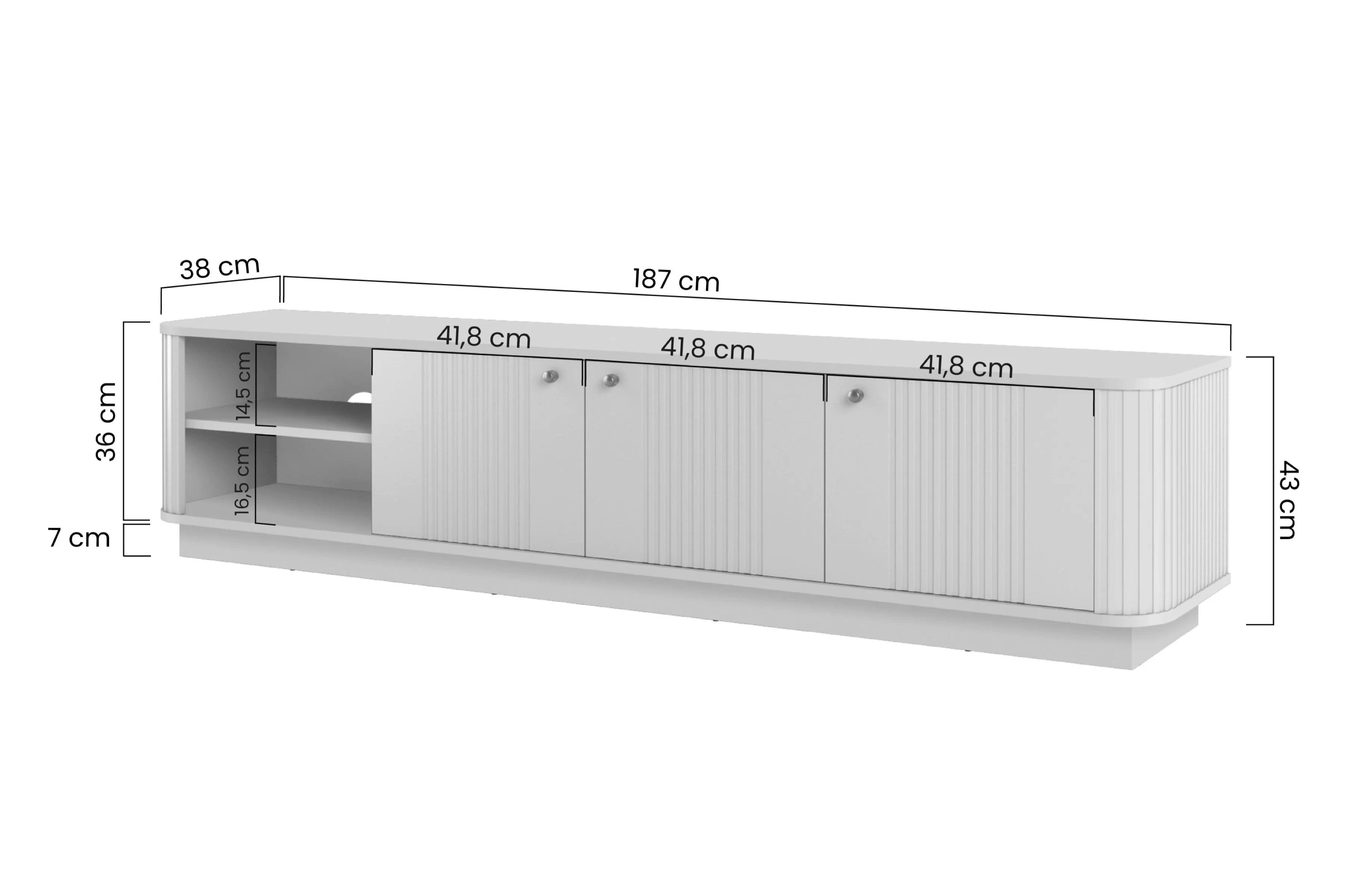 Szafka RTV Vesper 3D 187 cm na cokole - kaszmir/czarne uchwyty | Meble ...